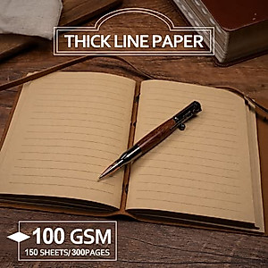 SHALORY Leather Journal Notebook for Men and Women - 5x7 inches Leather Bound Daily Notepad-300 Kraft Lined Pages Leather Notebook for Business, Travel, Diary, Sketchbook Gift. (5"x 7", Dark Brown)