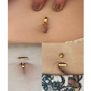 MODRSA Small Belly Button Ring Small Navel Ring Tiny Belly Button Ring Clicker Belly Button ring Petite Belly Ring Simple Gold