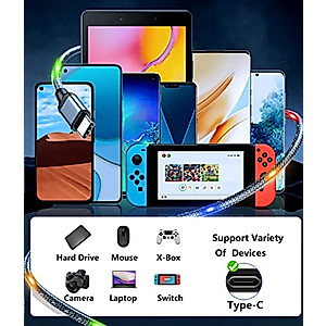 USB C Cable,Fast Charging USB A to C Cable with Data sync, Voice Control LED Light Up Phone Charger Cord for Samsung Galaxy S8/S9/S10/S20/S21, LG, Google Pixel, Oneplus, Moto and More.