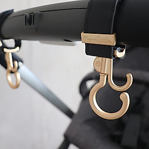 MomnLittle Multi-Purpose 2 Pack Stroller Hooks(Black) Leather Purse & Bags Hooks for Stroller Hook Accessories Bag Holder for Wagon Buggy
