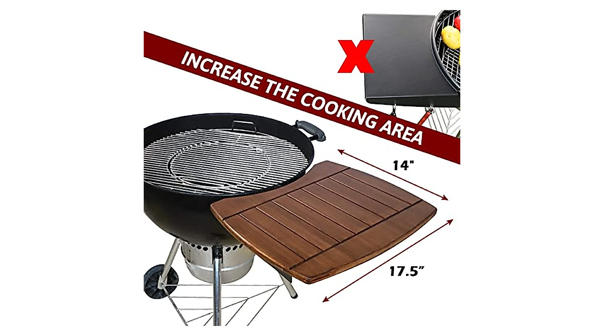 OLIGAI Grill Table for Weber Kettle Grill,Bamboo Charcoal Grill Table ...