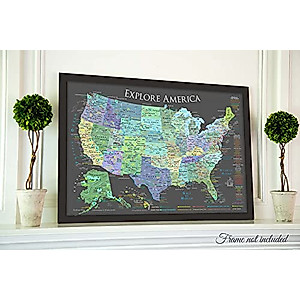 National Parks Map Poster Slate Edition (24W x 16H inches)
