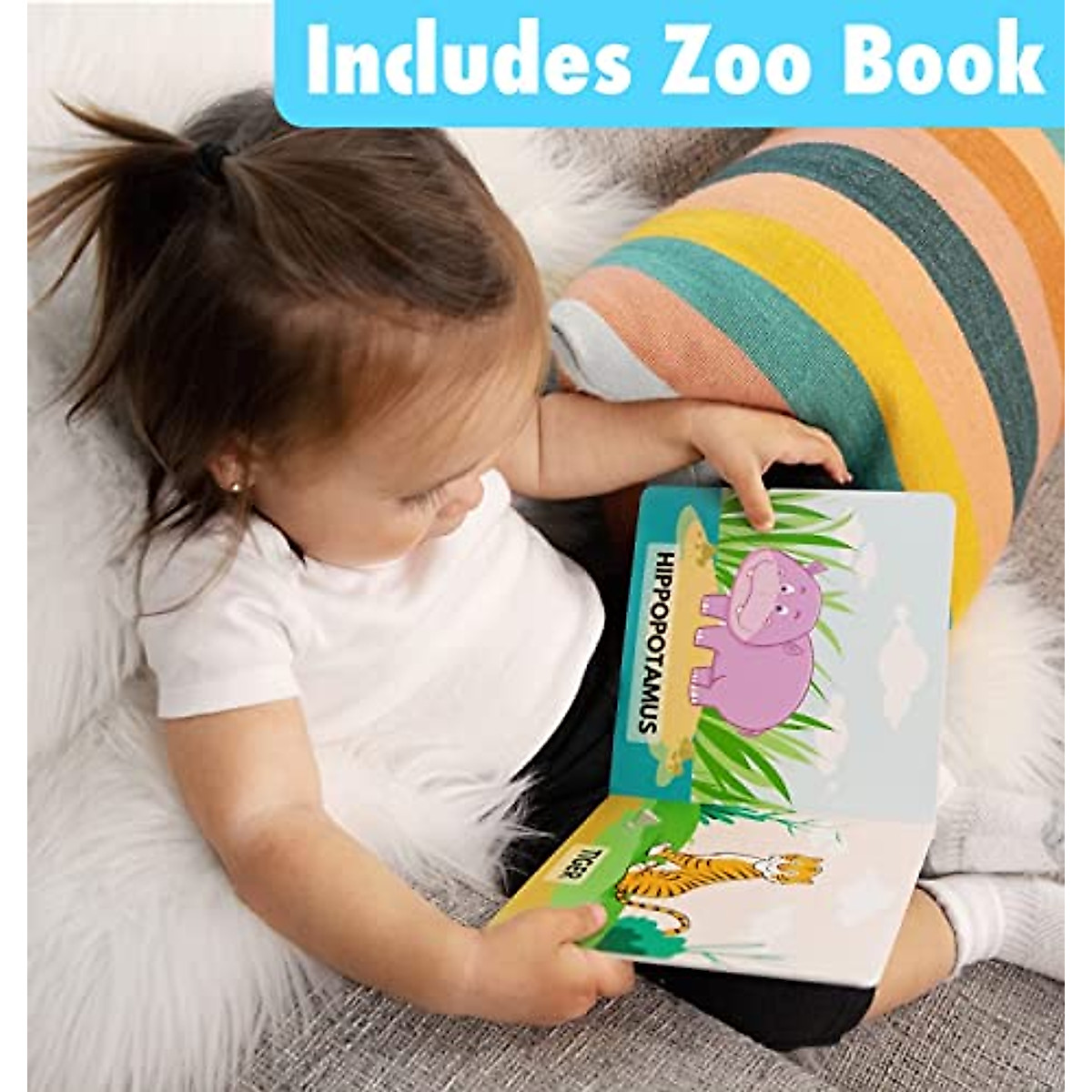 PIDOKO KIDS Wooden Baby Walker - 1 Year Old Boy Girl Gifts - Includes Stacking Sorting Cups, Zoo Themed Blocks and Book - Developmental Montessori Learning Toys for Babies 12 Months +