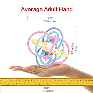 Sensory Teether and Rattle. Grab, Chew, and Shake. Plastic Center for Easy Cleaning and No Exposed Screws. Infant Safe for Plus 0 Months