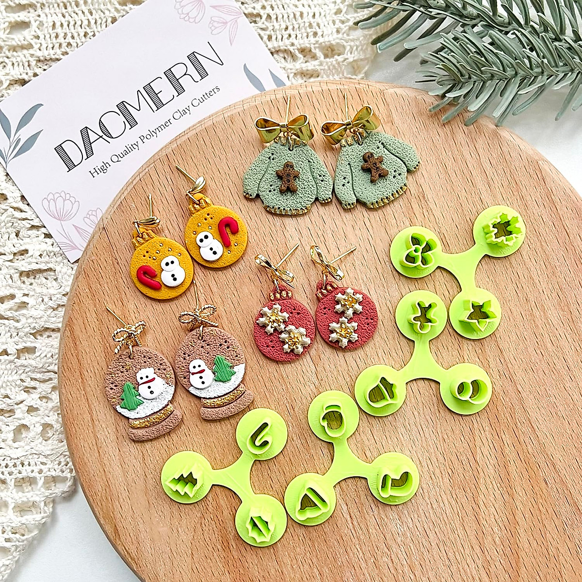 Mini Christmas Clay Cutters - Dacmern 12 Shapes Mini Christmas Polymer Clay Cutters, Small Winter Clay Earring Cutters for Christmas Clay Earrings Making (12Pcs Mini Studs Sets)