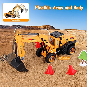 106 PCS Take Apart Trailer Truck & Excavator Toy Set with Electric Drill for 3-7 Year Old Boys and Girls - Friction Power Building Toy Truck Gift for Kids
