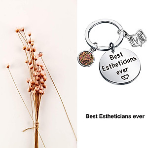 KUIYAI Estheticians Keychain Best Estheticians Ever Keychain with Lipstick Charm Beautician Gift Estheticians Gift (Best Estheticians Ever)