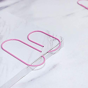 Cute Jumbo Paper Clips, Multibey 2" Non-Skid Metallic Large Wide Paperclips Bookmark in Reusable Holder Office School Supplies Desk Organizer, 50mm 30PCS Per Box (Pink/Rose Red))