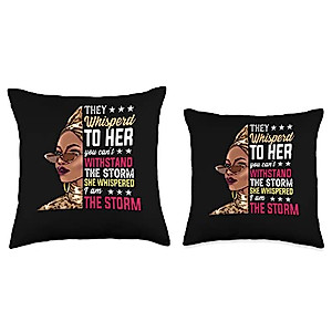 Black History Month Gift Tee Black History Month Shirt African Woman Afro I Am The Storm Throw Pillow, 18x18, Multicolor