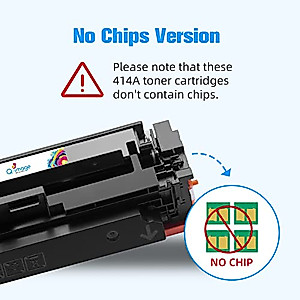 Q-image【No Chip 414A Toner Cartridge Replacement for HP 414A 414X W2020X HP Color Pro MFP M479fdw M479fdn M454dw M454dn M454 M479 Printer Toner High Yield (B/C/Y/M)