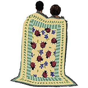 Pure Country Weavers Lady Bug Garden Blanket - Garden Floral Gift Tapestry Throw Woven from Cotton - Made in The USA (72x54)