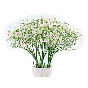 Baby Breath, Gypsophila Artificial Fake Silk Plants, Real Touch Flowers DIY Home Garden for Wedding Party Decoration, Idea Present for Thanksgiving, Halloween, Christmas, New Year (White), 10Pcs