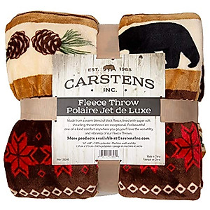 Carstens Soft Sherpa Plush Throw Blanket, Hinterland Collection 54" x 68"