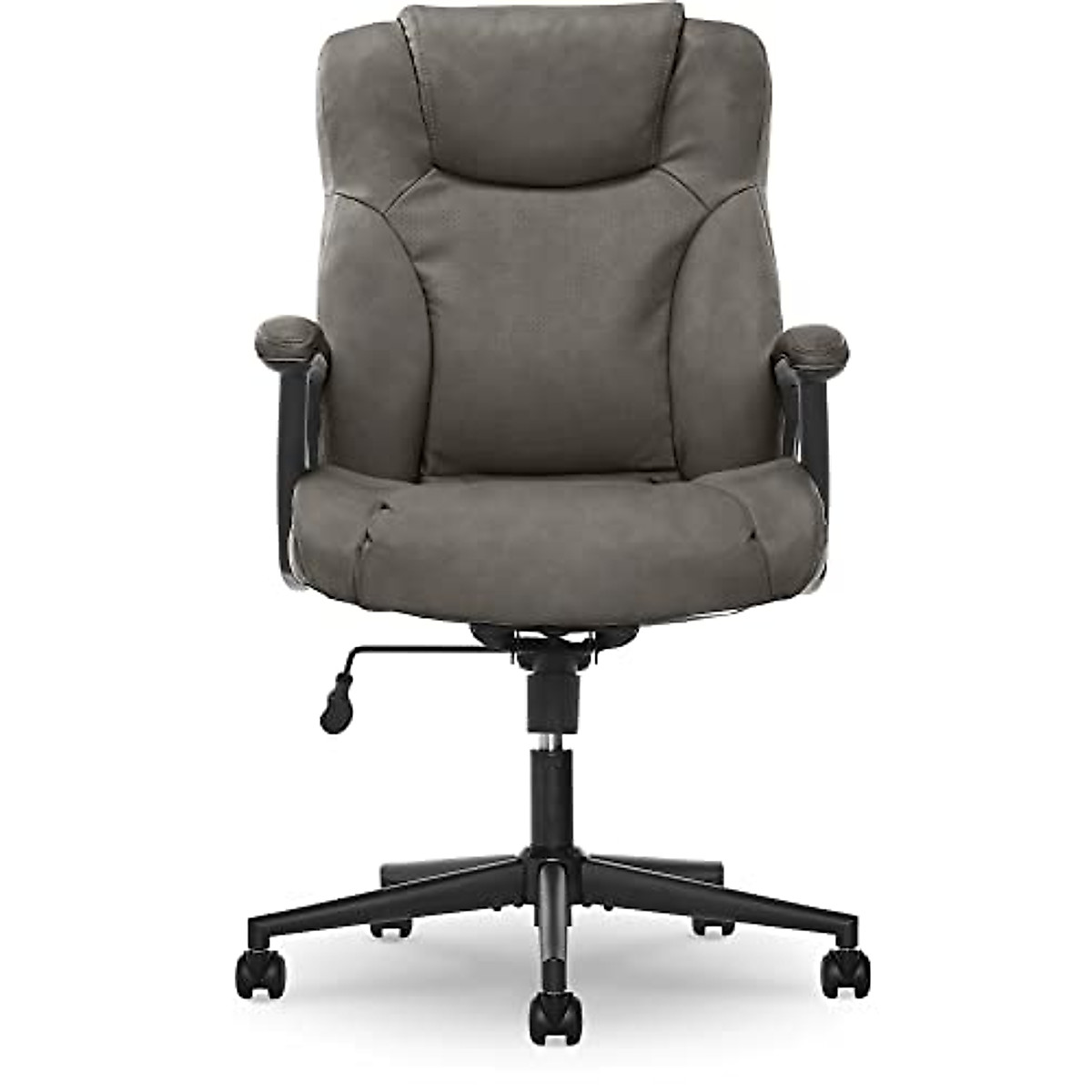 Serta Executive High Back Office Chair with Lumbar Support Ergonomic Upholstered Swivel Gaming Friendly Design, Bonded Leather, Space Gray