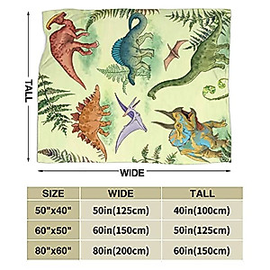Dinosaur Soft Throw Blanket 60"X50" Lightweight Flannel Blanket for Couch Bed Sofa Home Living Room Decor Travelling Camping for Kids Adults
