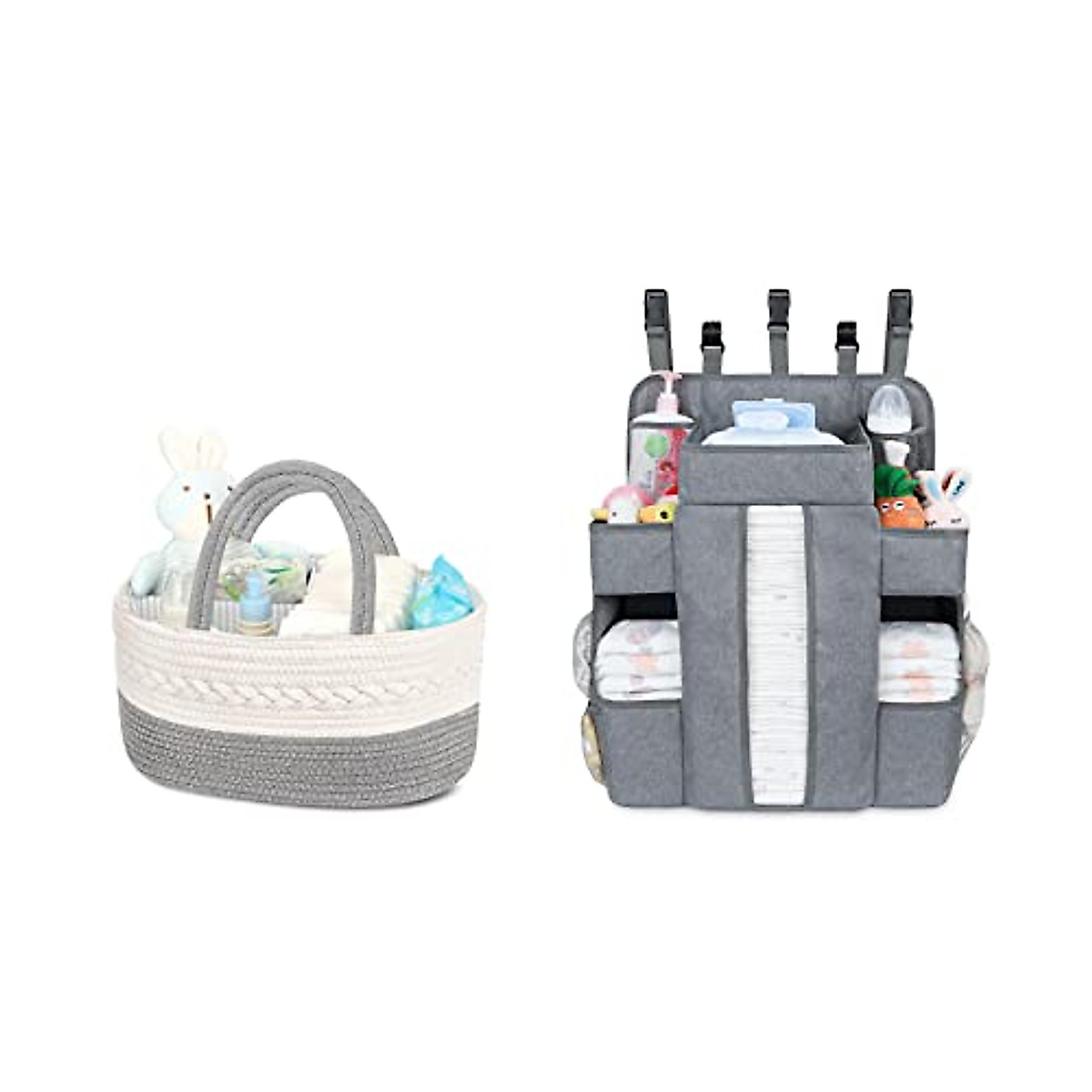 Maliton Diaper Caddy Organizer for Baby Boy and XL Hanging Diaper Caddy Organizer for Changing Table