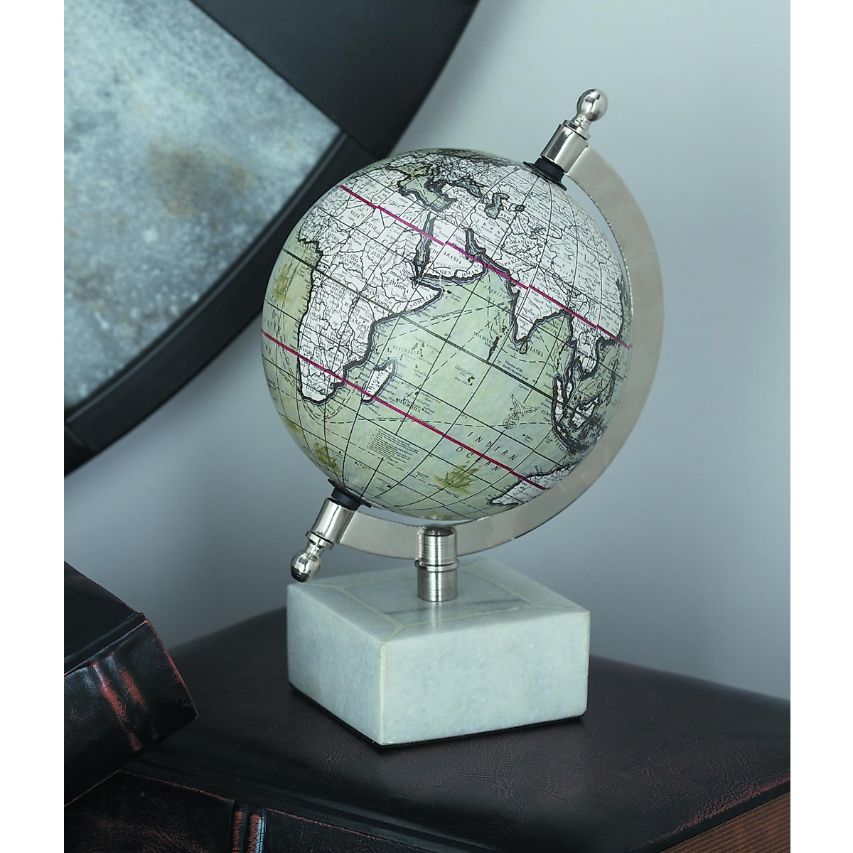 Deco 79 Marble Globe with Marble Base, 6" x 5" x 9", White