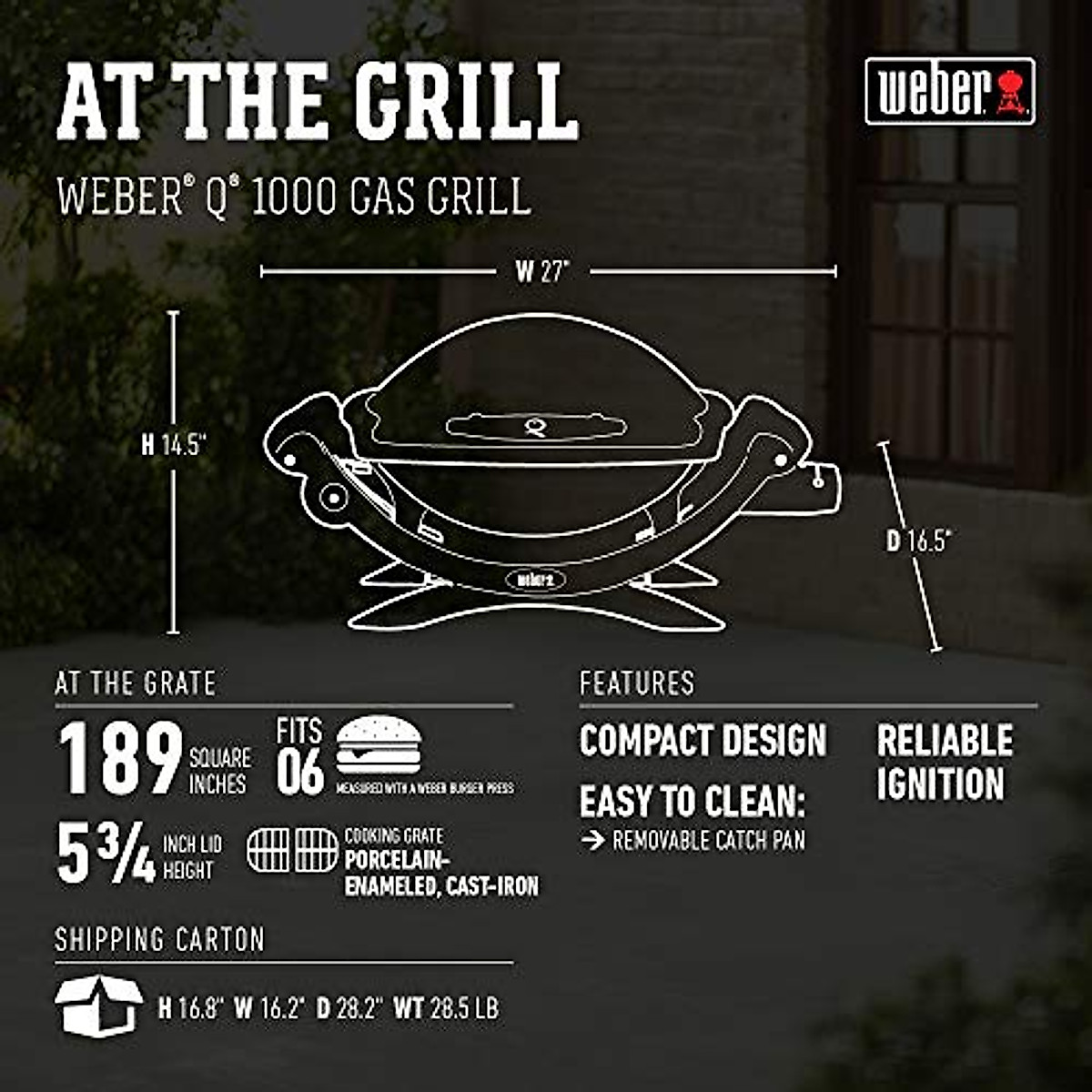 Weber Q1000 Liquid Propane Grill, Titanium