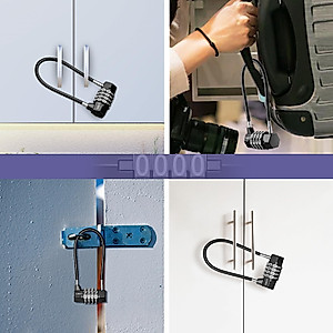 OQIMAX Long Shackle Combination Lock, 4 Digit Weatherproof Handle Padlock for Cabinet Door Outdoor, Resettable Handheld Lock for Travel Bag, Bike, Fence, Luggage School, Fence, Gym Sports Locker