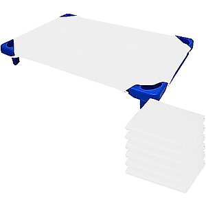 Camp County Beyond Cot Sheets for Toddler and Preschool - Daycare/Pre-School Cot Sheet - Corner Elastic Loops - Cot Bed Fitted Sheet - Poly Cotton Surface Pack of 6 (22" W X 52" L) - White