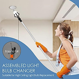light bulb changer, light bulb pole changer for high ceilings, 12FT-light bulb extension pole changer, light bulb changer with Pole with Baskets and Suction Cup for High Ceilings and Recessed Lights