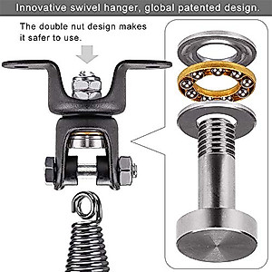 SELEWARE Hammock Hanging Kit, Bearing Swing Hanger with Spring, 39” Chain and Carabiner, 360°Rotation, Heavy Duty Indoor & Outdoor Hammock Chair Porch Swing Set Hardware for Wood and Concrete