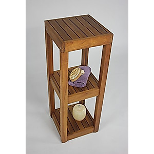 AquaTeak The Original Sula Square Three Tier Teak Bath Stand