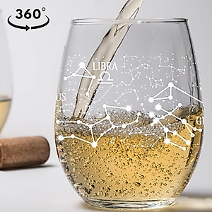 Your Moon Phase - Zodiac Signs - All Zodiac Constellation Wine Glass | Astrological Gifts | Stars Wine Glasses | Gift for Him & Her | Astrology Gift for Women & Men | Wine Lovers Zodiac Glass (15 oz)