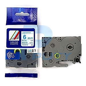 IDIK 1PK Blue on White Standard Laminated Label Tape Compatible for Brother P-Touch TZe-213 TZ213 TZe213(6mm x 8m)