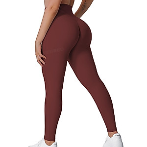 YEOREO Grace Workout Leggings for Women Butt Lifting Tummy Control High Waist Gym Yoga Compression Pants Deep Burgundy M