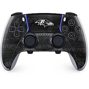 Skinit Gaming Decal Skin Compatible with PS5 DualSense Edge Pro Controller - Officially Licensed NFL Baltimore Ravens Black & White Design