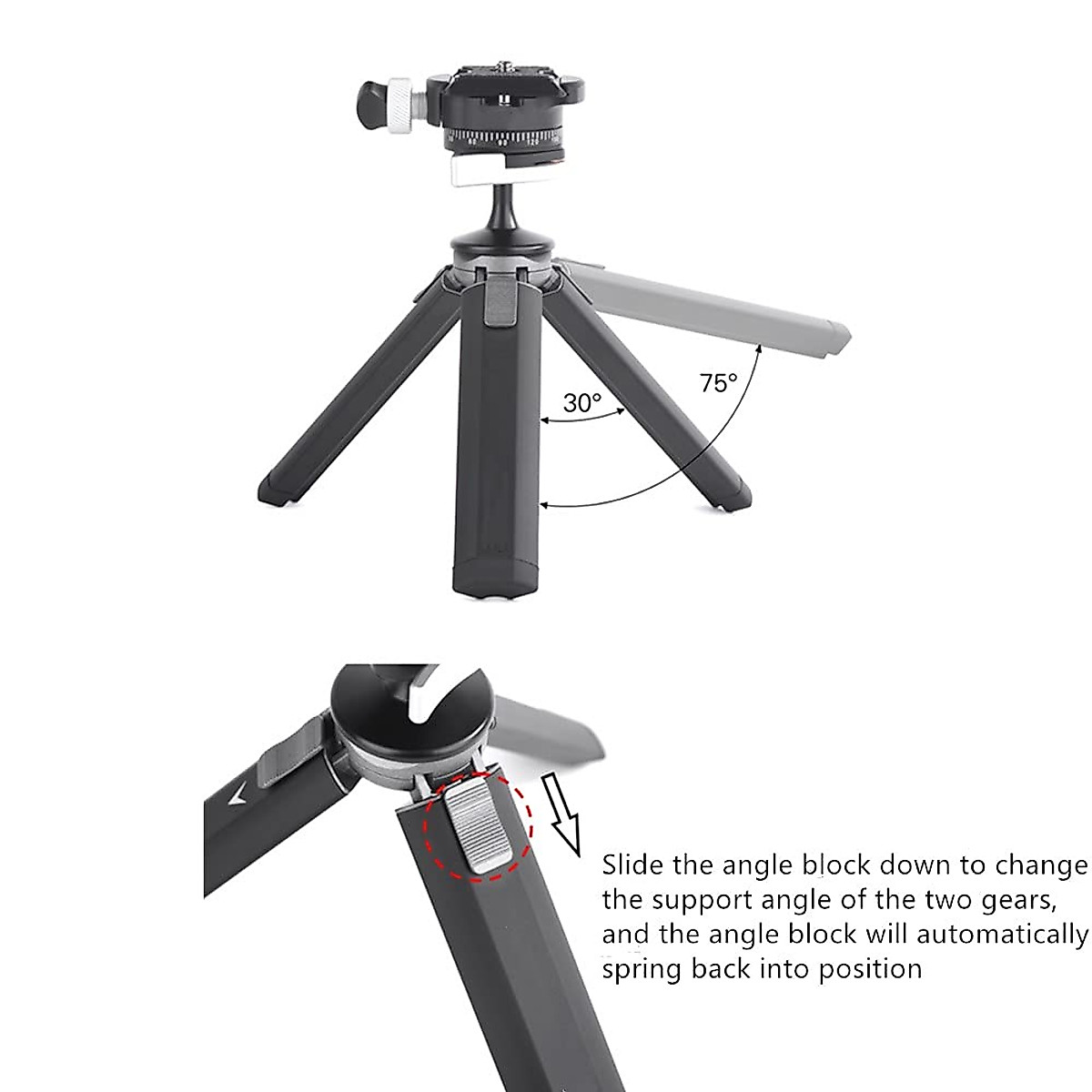 Portable Desktop Mini Tripod, Professional Mini Tripod with Panoramic Ball Head for Action Sports Camera Mirrorless Camera