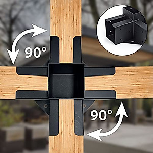 Wood Stand Kit with Steel Brackets 5-Way Right Angle Corner Bracket or 4x4(Inner Size 3.5"*3.5") Lumber with Screws Black Powder-Coated Steel Pergola/Gazebo Kit