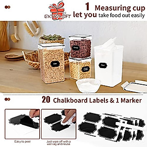 Skroam Large Airtight Food Storage Containers with Lids, 10 Pack Cereal Containers Storage Set - BPA Free Pantry Organization and Storage for Flour, Sugar & Rice with Measuring Cup, Labels & Marker