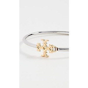 Tory Burch Women's Eleanor Hinged Cuff, Tory Silver/Tory Gold, One Size