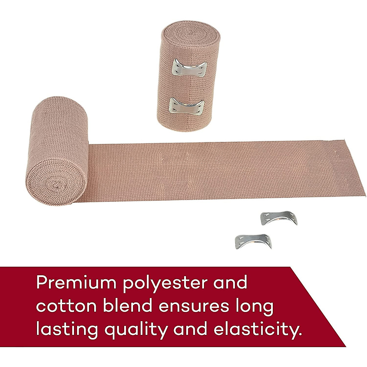 Dealmed Compression Bandages with Clip Closure | Stretch Elastic Wraps for Foot, Ankle, Knee, Leg, Arm & Body, Muscle Sprains, Sports Injury, Edema & Wound Care (3 Inch Pack of 2)