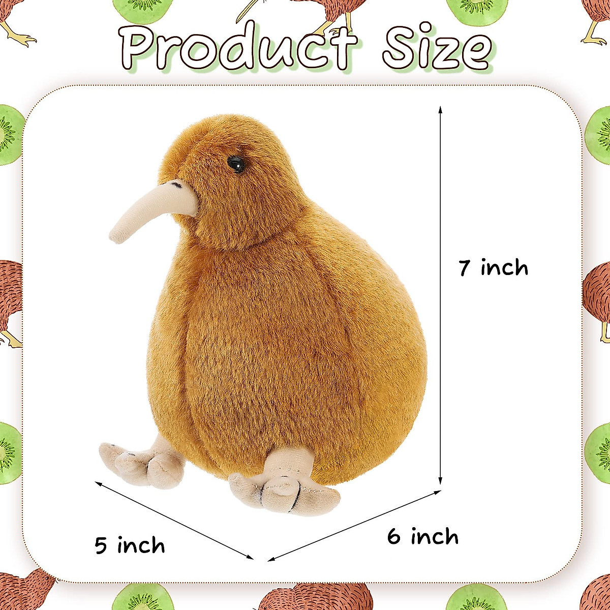 Sratte 2 Pcs Kiwi Bird Plush Toy 7.9 Inch Kiwi Bird Stuffed Animal Soft Toy Lifelike Furry Cute Plush Fluffy Doll Gift for Boy Girl Teens Adults Birthday Holiday Present, White and Brown