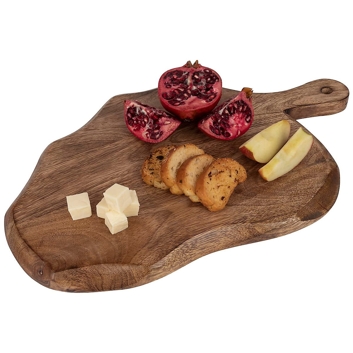 GoCraft Wooden Cutting Board with Handle | Mango Wood Leaf Shape | Chopping, Prep, Serve Board | Charcuterie Platter - 17" x 10.5"