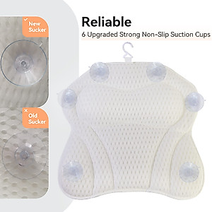 Docilaso Premium Bath Pillow, Quick-Drying 4D Air Mesh Bathtub Spa Pillow, 6 Non Slip Suction Cups, Soft and Comfortable - Suitable for All Bathtub, Hot Tub, Jacuzzi, Spas