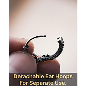 COPPERTIST.WU Rattlesnake Tail Rattle Dangle Earrings 925 Sterling Silver Huggie Hoop Earrings Shakeable Jewelry Gift for Women Men