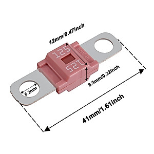 BOJACK AMI/Midi Fuse 125A High Current Fuse Bolt-on Fuse 125 Amp for Cars, Trucks, Construction Vehicles, Buses, Caravans (Pack of 3)