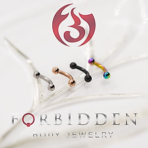 Forbidden Body Jewelry Stainless 316L Surgical Steel Belly Button Ring 14G 3mm- Titanium IP Plated Piercing - Cute Small Steel & Rose Gold Barbell Belly Rings Women Navel Piercing Set 2 Pcs 5/16"