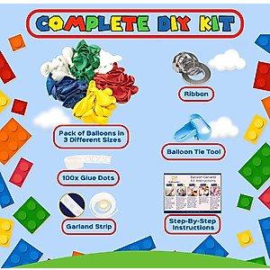 ALL-IN-1 Sesame Street Balloons Arch Kit & Garland – Small and Large Primary Color Red Blue Green Balloons – Lego Elmo Circus Carnival Super Mario Birthday Party Supplies & Decorations