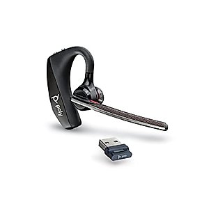 Poly Voyager 5200 UC Wireless Headset & Charging Case (Plantronics) - Single-Ear Bluetooth Headset w/Noise-Canceling Mic - Connect Mobile/Mac/PC via Bluetooth - Works w/Teams, Zoom - Amazon Exclusive