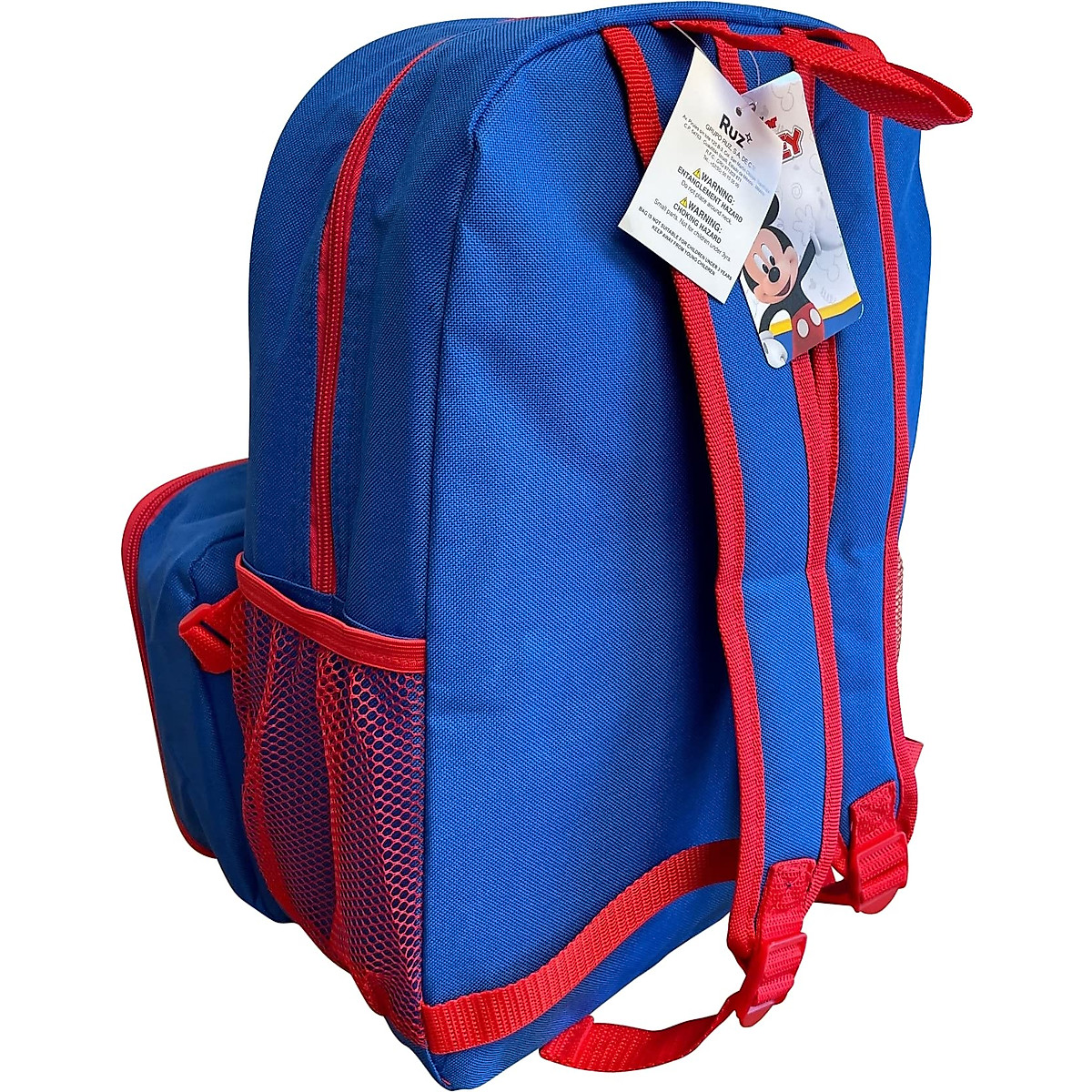 Ruz Mickey Mouse 16" Backpack With Detachable Lunch Box Blue-Red
