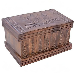 Kalotart Jewelry and Secret Box 2 in 1 - Handmade Wooden Case with Hidden Key and Removable Compartments - Beautiful Classical Wooden Carved Jewelry Lock Box (All brown)