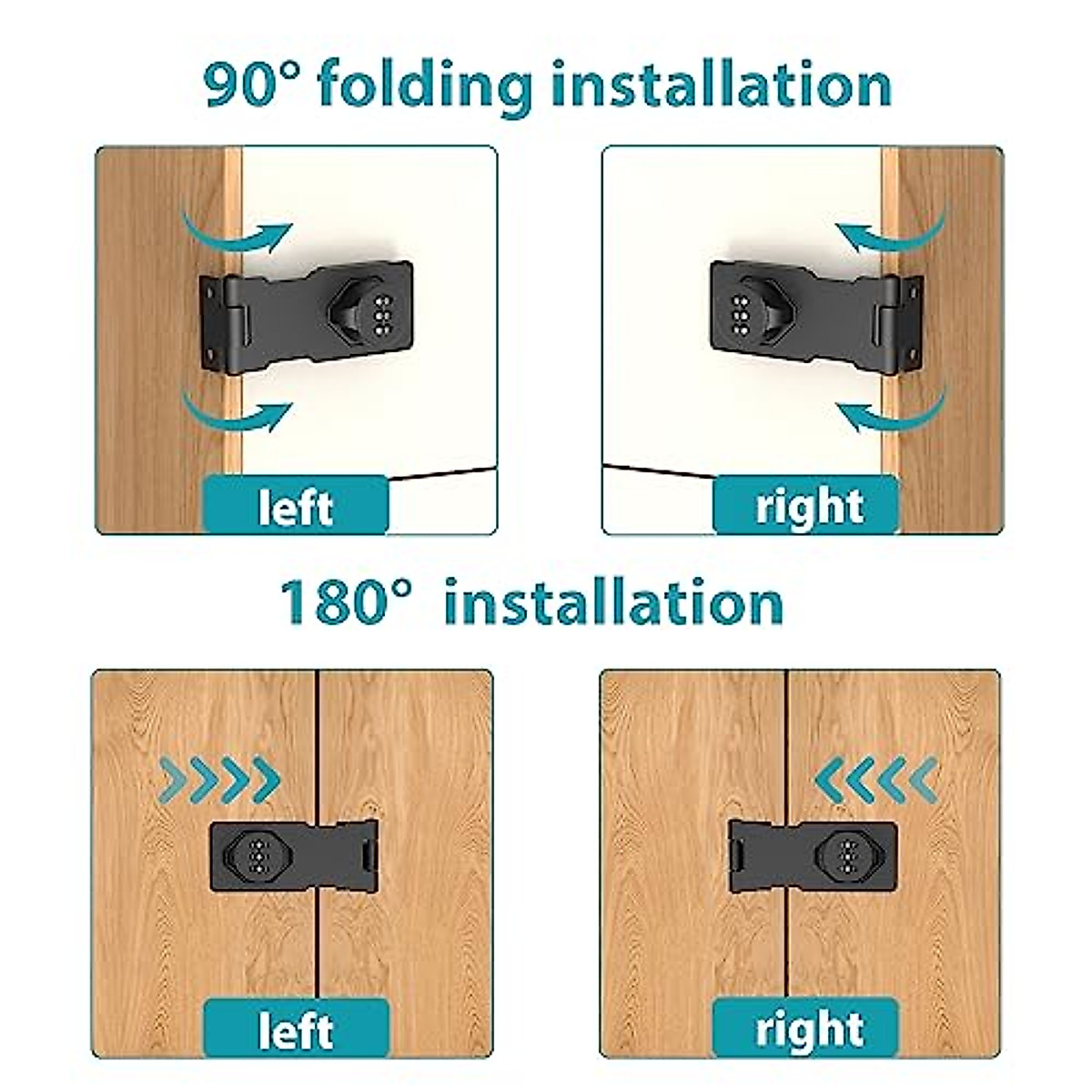 I-EASYDWW Cabinet Password Hasp Lock, Cabinet Keyless Lock with Screws, Cabinet Combination Lock for Small Door, Cabinets, Barn Door, Bathroom, Outdoor, Garage, Garden, Black