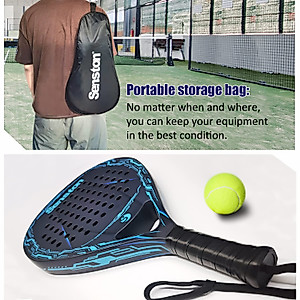 Senston Paddle Tennis Racket Carbon-Fiber Surface with EVA Memory Flex-Foam Core - Padel Racket with Carry Bag and Balls for Pop Tennis Beach Tennis.