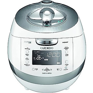 CUCKOO CRP-BHSS0609F | 6-Cup (Uncooked) Induction Heating Pressure Rice Cooker | 16 Menu Options, Stainless Steel Inner Pot, Made in Korea | White