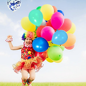 Royal Blue Latex Balloons 12 Inch Blue Confetti balloon pearl White balloons Royal Light Blue Party Balloons Kit for Birthday Party Decoration Supplies.50pcs…